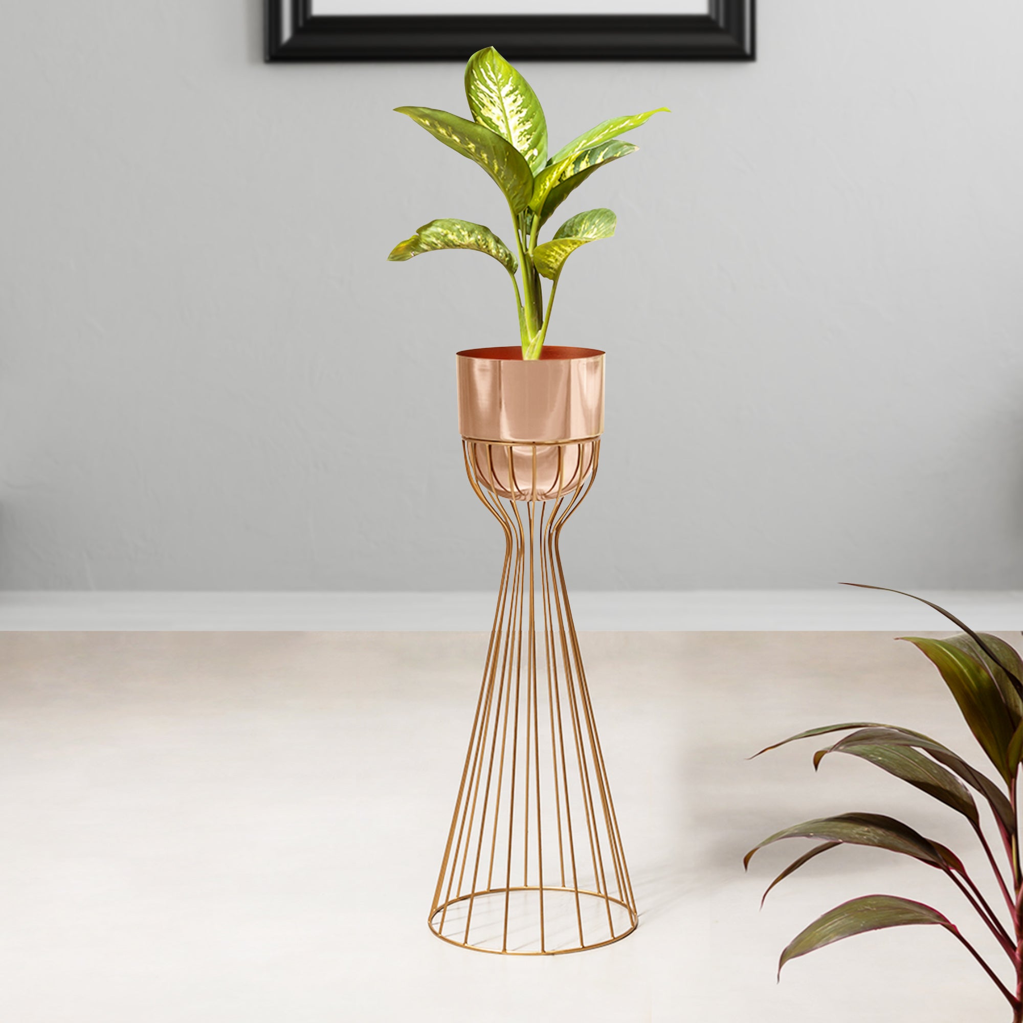 Artful Foliage Gold Stand & Ross Gold Pot - Large Size Planter – Vibecrafts