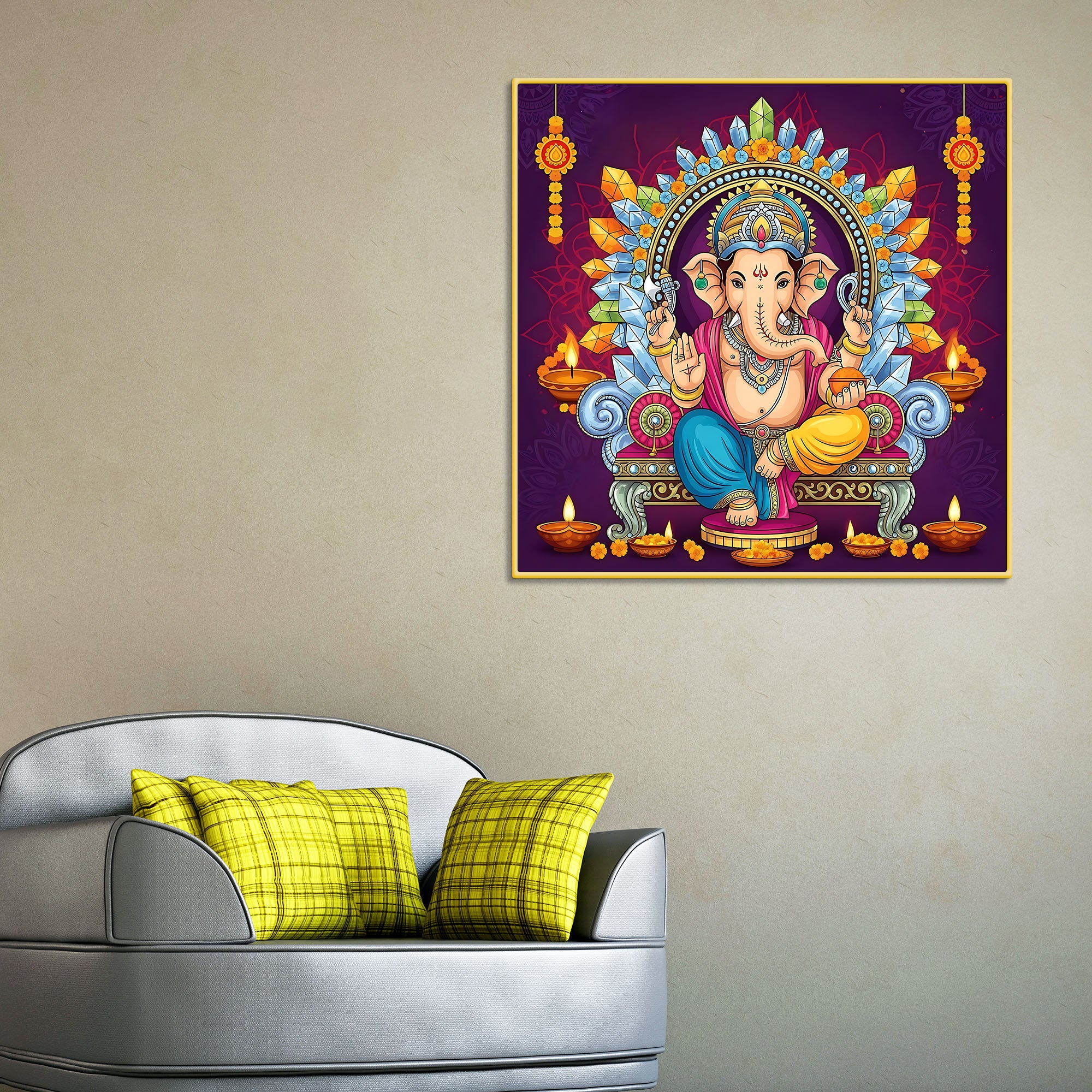 Classic Indian Ganesha Painting for Home – Vibecrafts