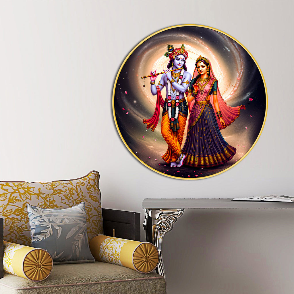 Classic Radha Krishna Round Painting for Home Decor