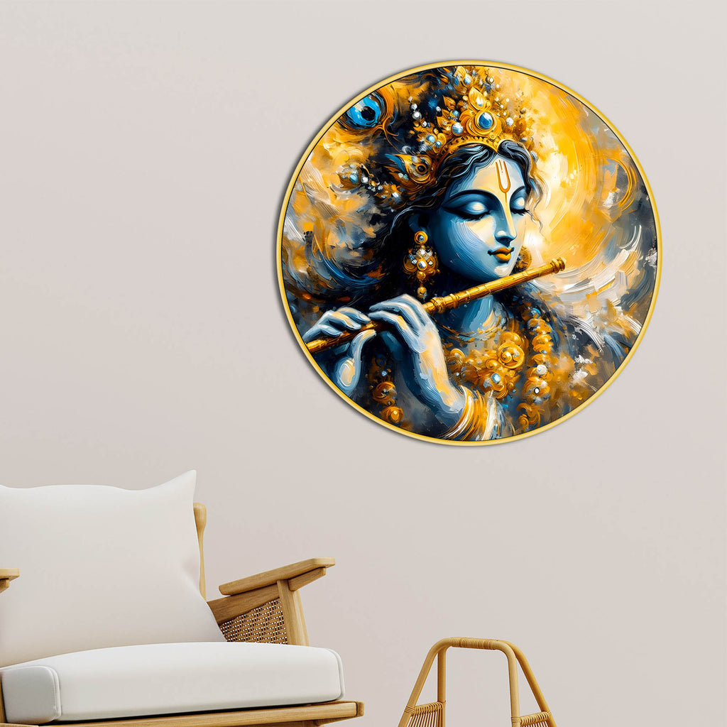 Classic Shri Krishna Round Frame Painting