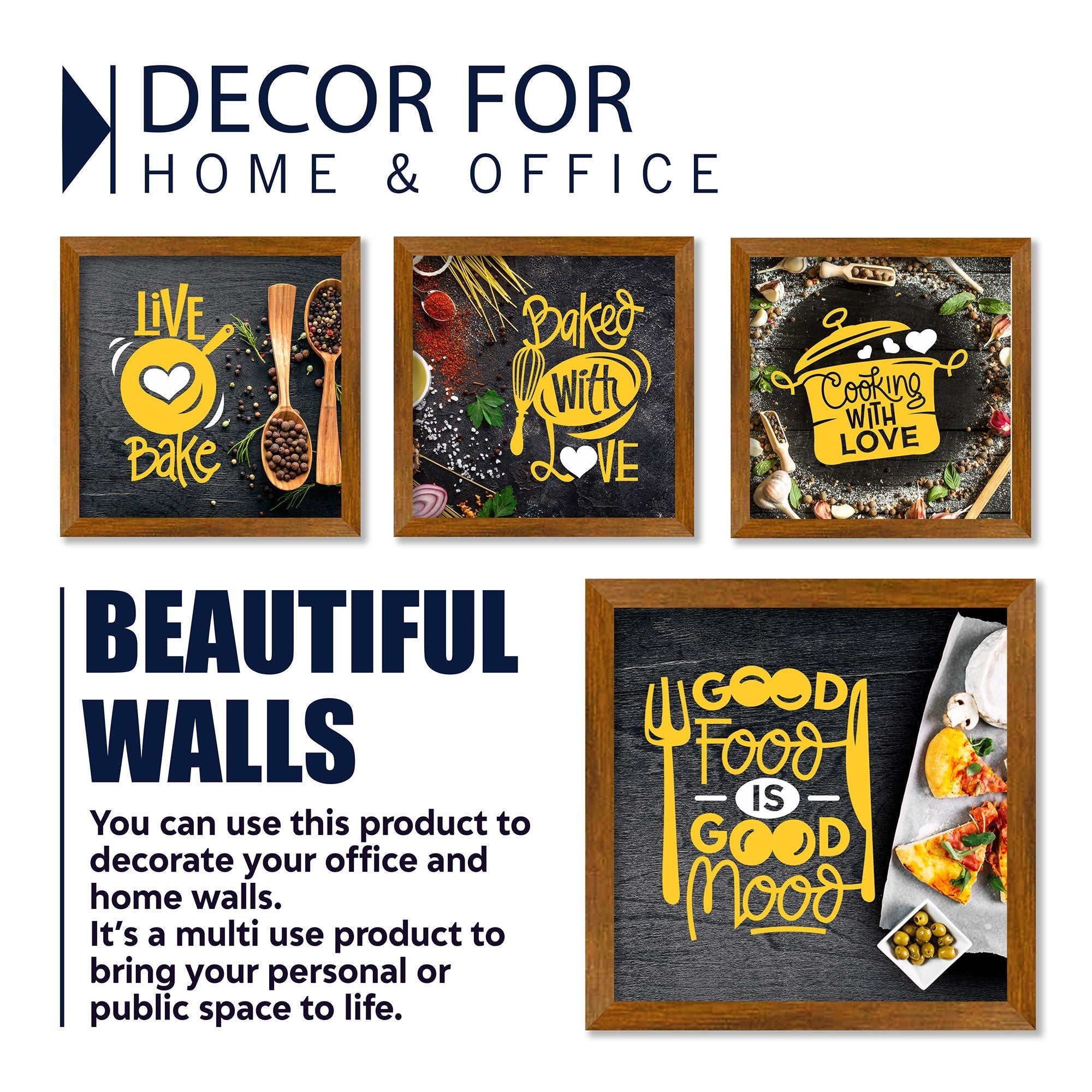 Designer Kitchen Quote Art Wooden Wall Frame Set of Four – Vibecrafts