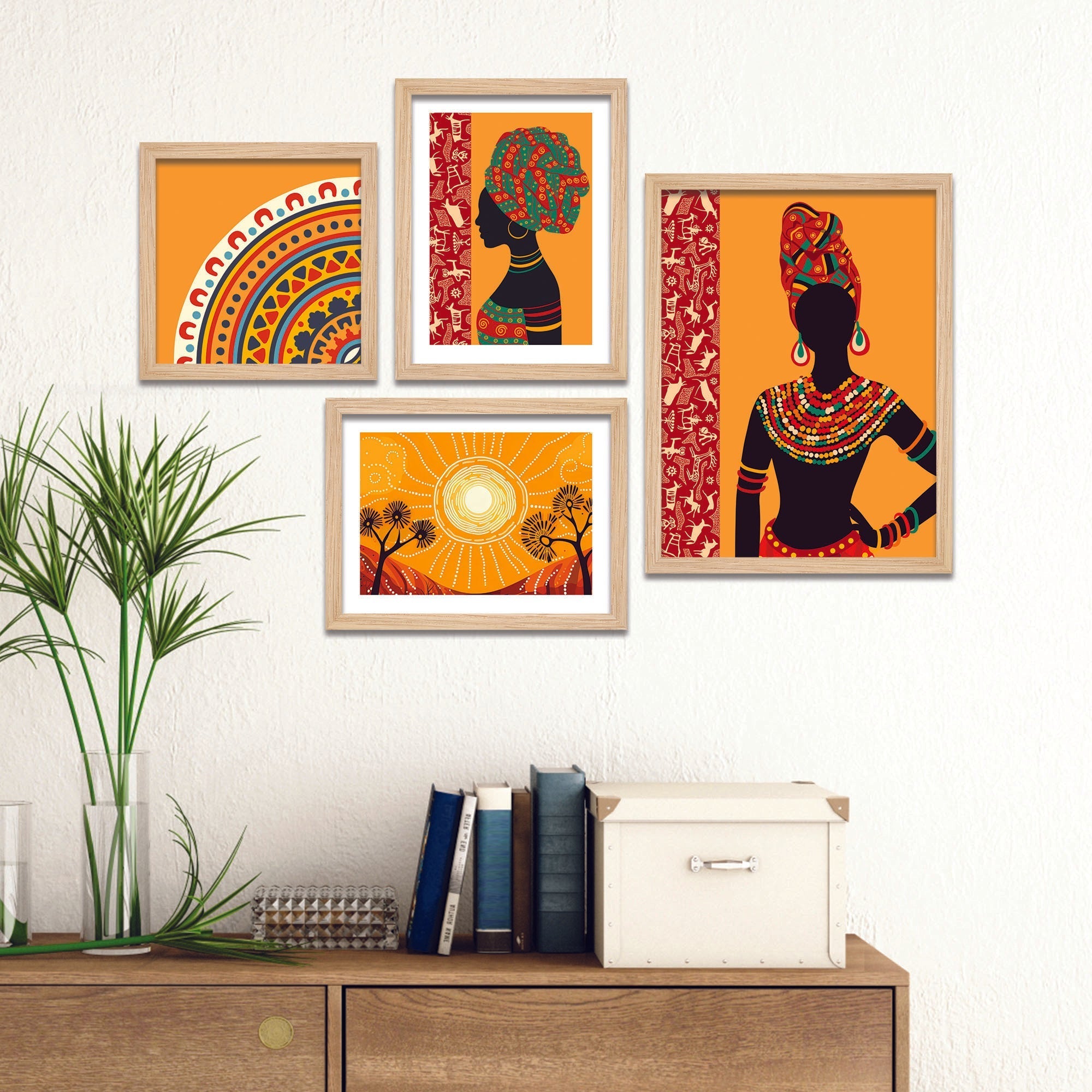 Ethnic African Woman Art Wall Frame Set of Four – Vibecrafts