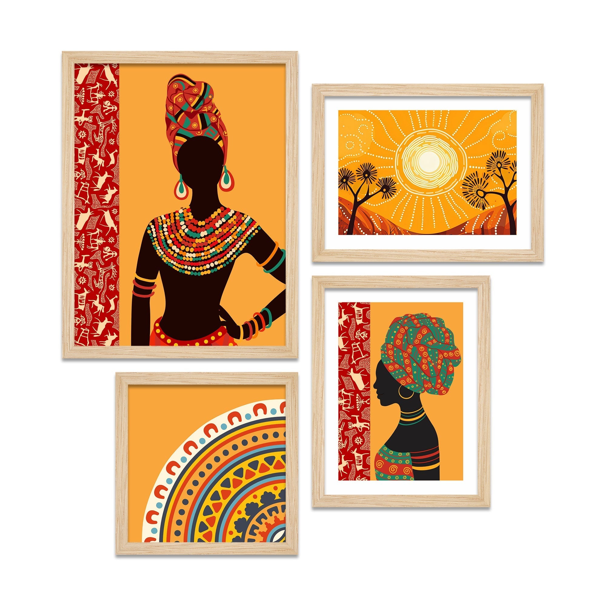 Ethnic African Woman Art Wall Frame Set of Four – Vibecrafts