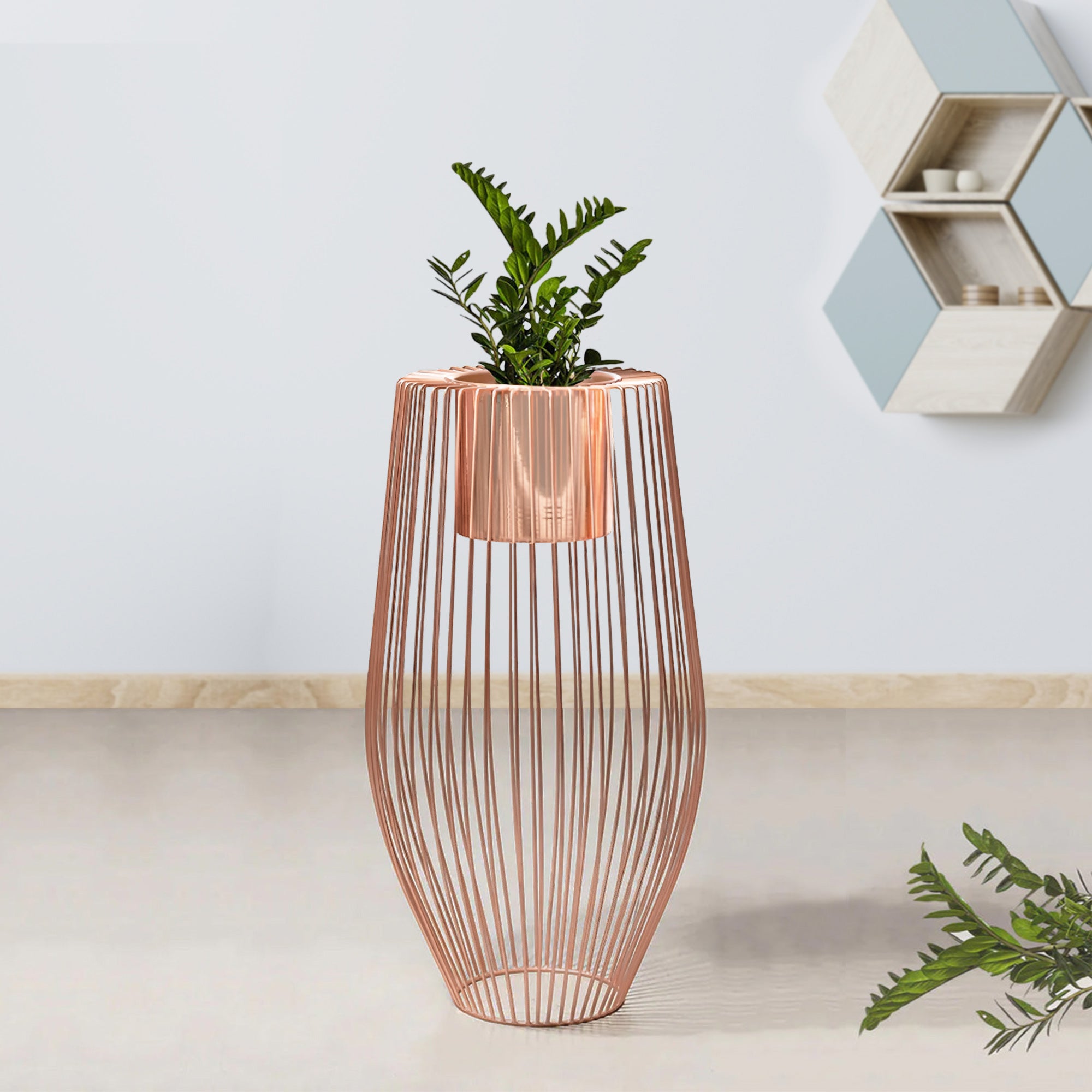 Euphoric Earth Ross Gold Stand & Ross Gold Finish Pot - Large Size Pla ...