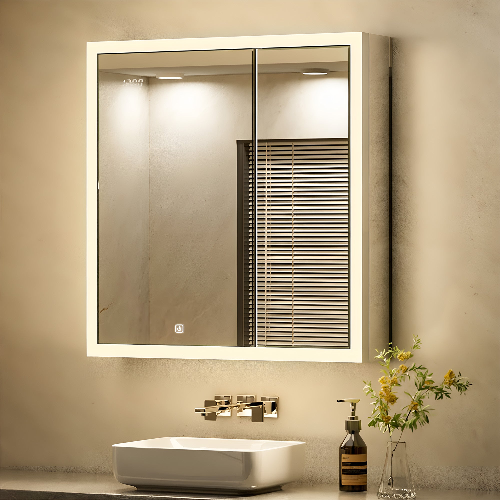 Frameless LED Mirror Cabinet with White Backlight and Touch Control ...