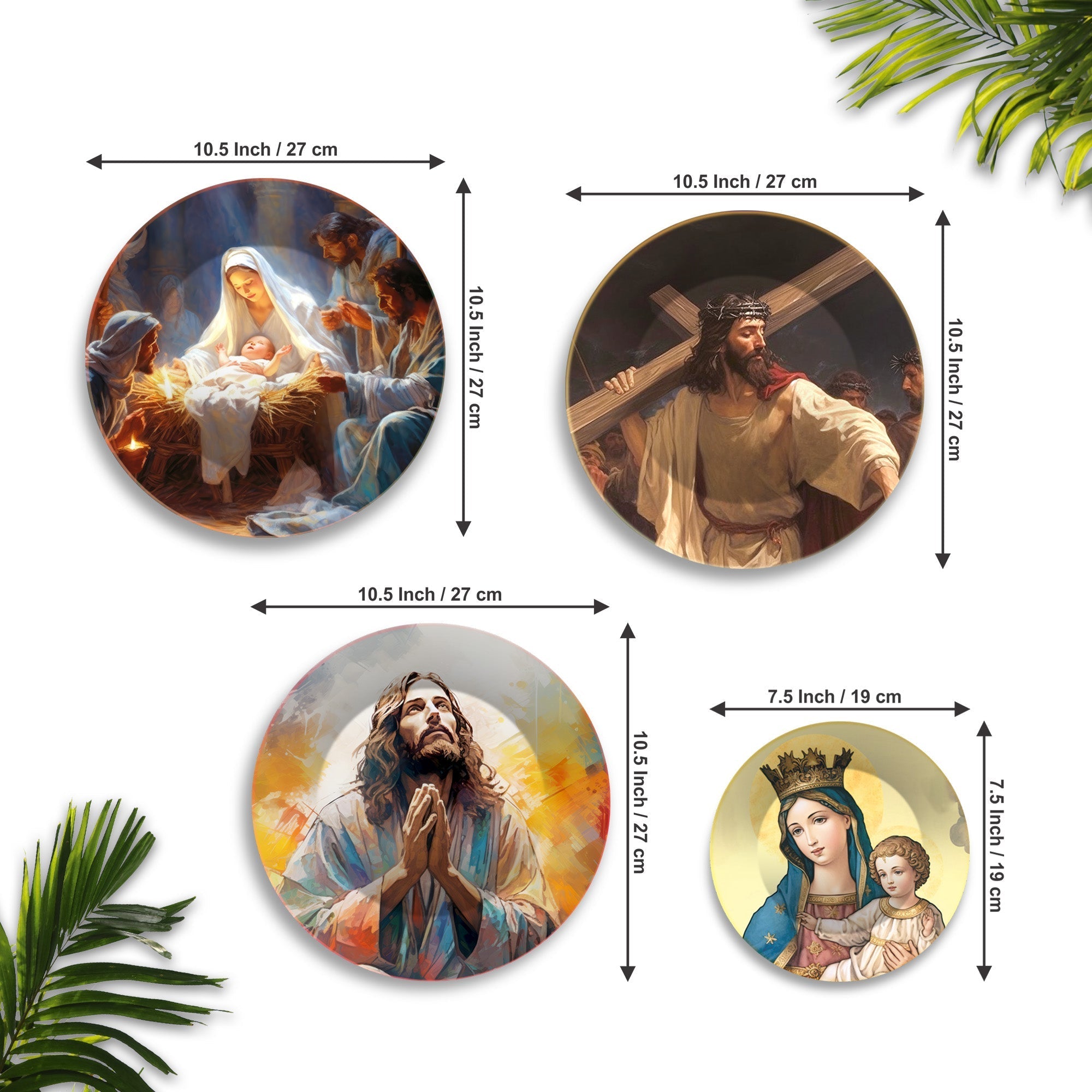 Jesus Christ Premium Wall Plates Painting Set of Four – Vibecrafts