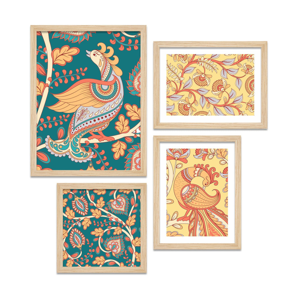 Kalamkari Textile Traditional Art Wall Frame Set of Four – Vibecrafts