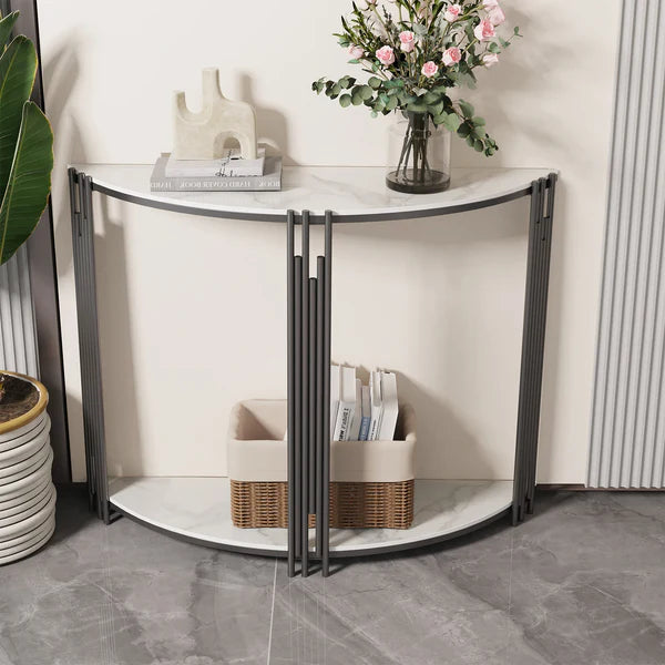 Minimalist Arc Console Table with Dual Shelf Design – Vibecrafts