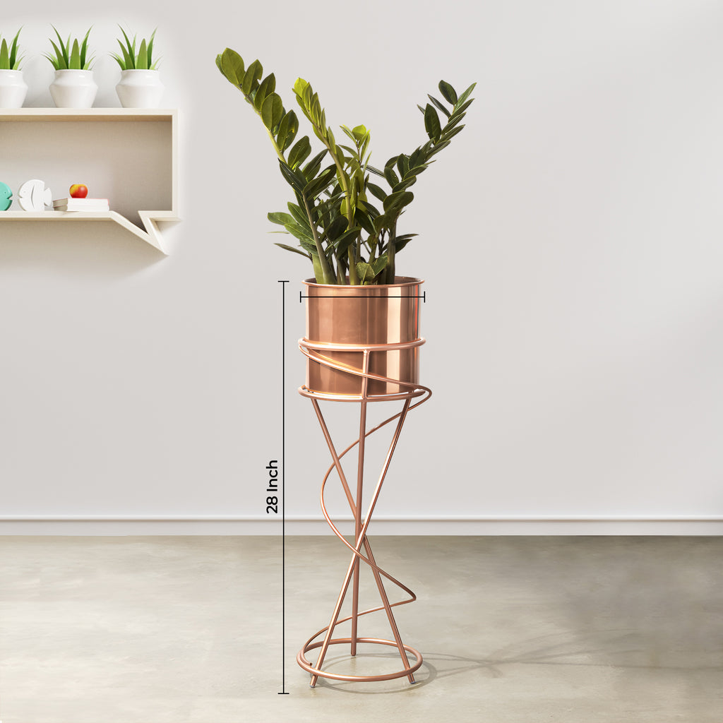On Trend Abstract Ross Gold Stand & Ross Gold Finish Pot - Medium Size