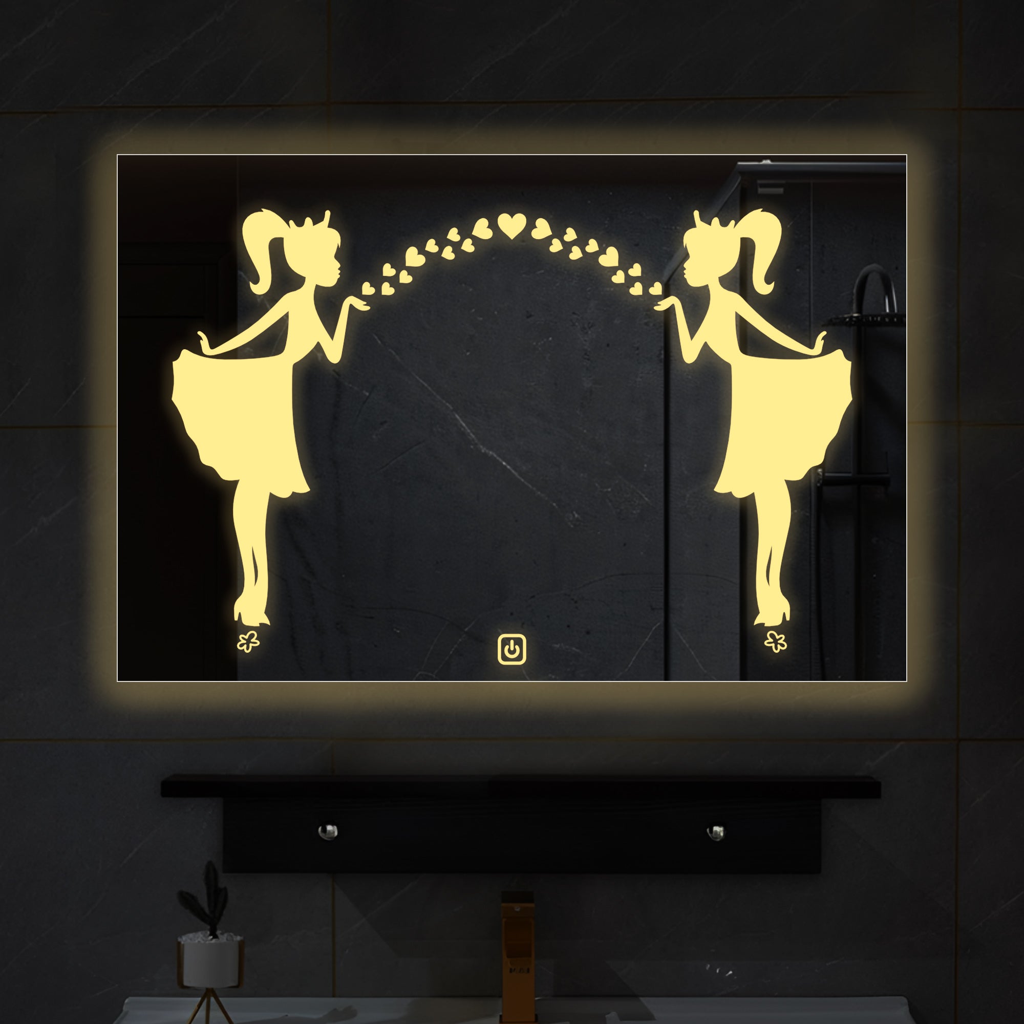 Rectangular Shaped Fairy Girl Design LED Bathroom Wall Mirror – Vibecrafts