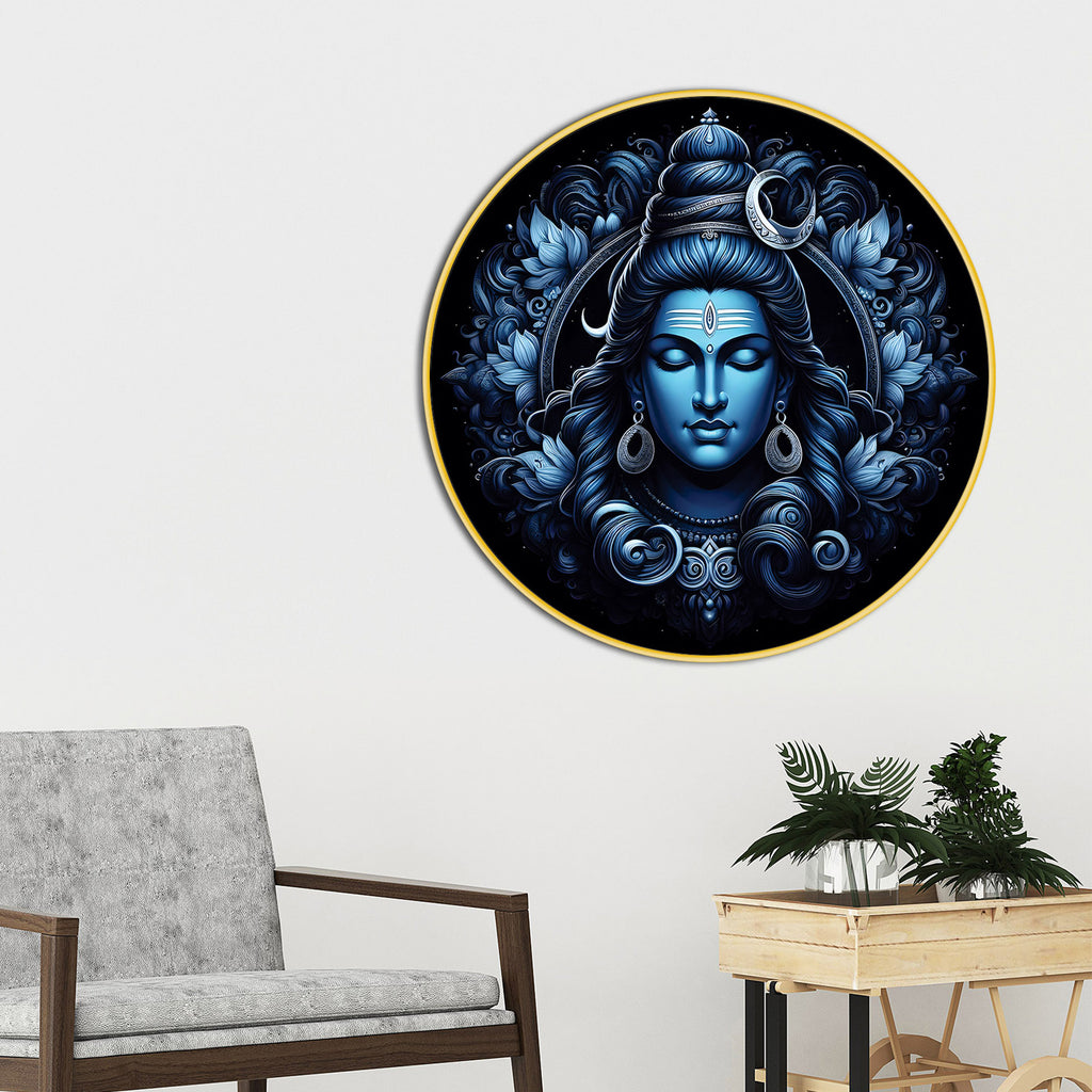 Shiva Sacred Round Wall Art Religious Home Decor painting