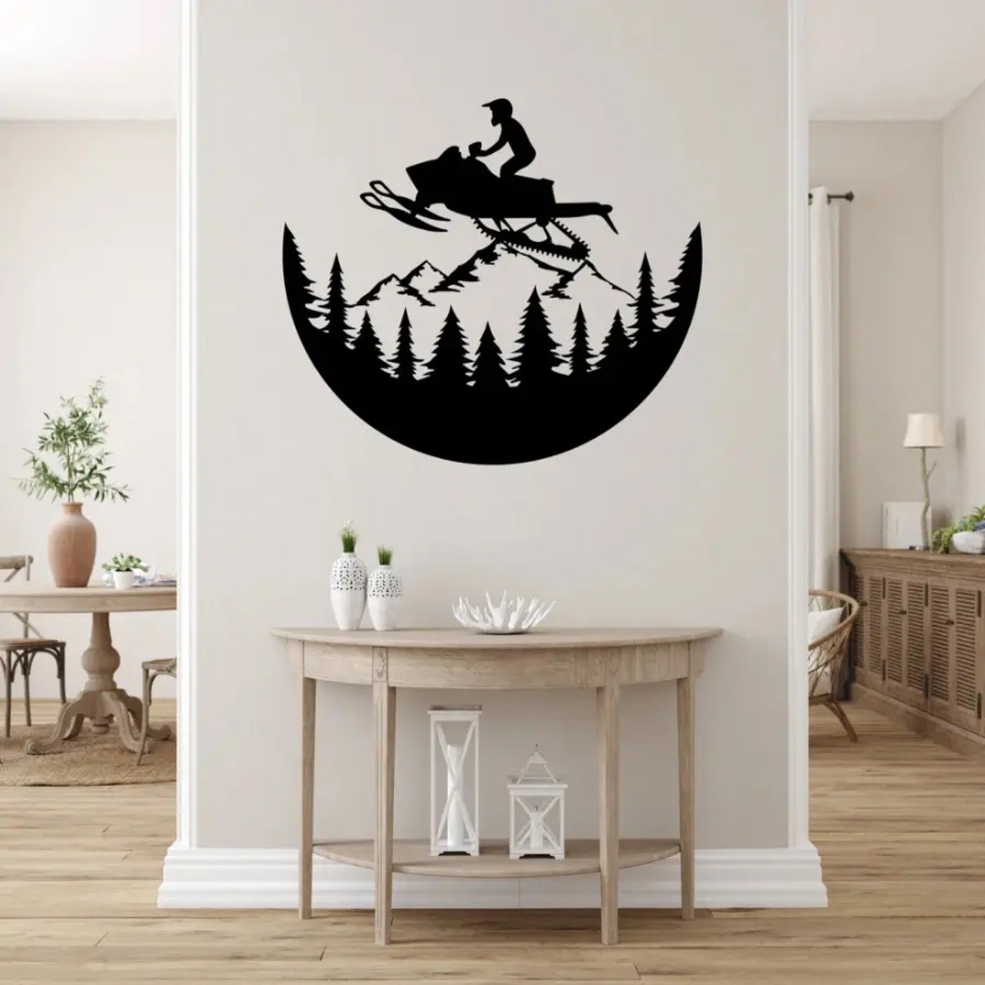 Snowmobile Mountain Rider Metal Art Wall Decor – Vibecrafts