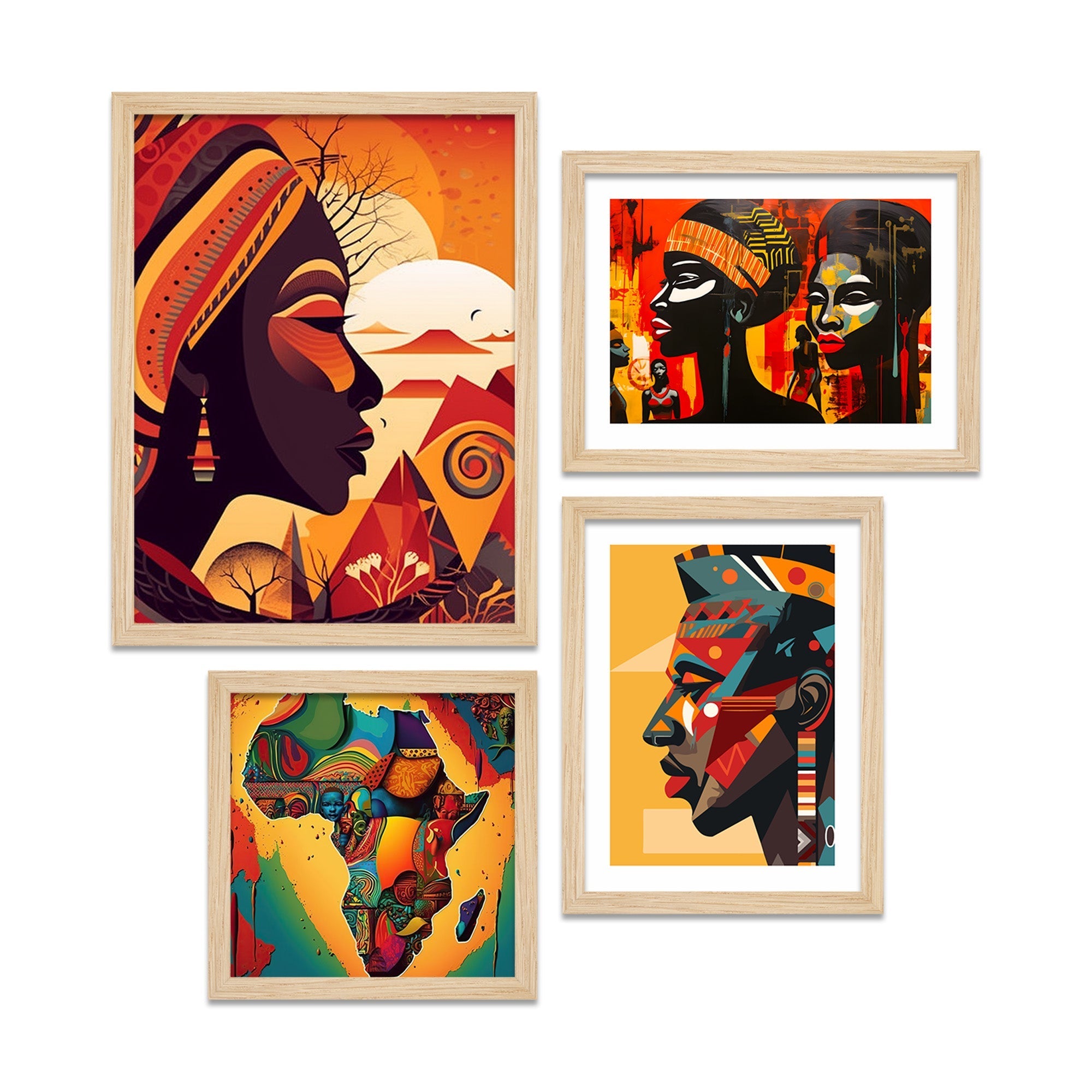 Traditional African Women Art Wall Frame Set of Four – Vibecrafts