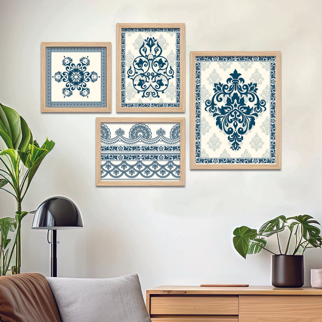 Traditional Artistic Pattern Art Wall Frame Set of Four – Vibecrafts