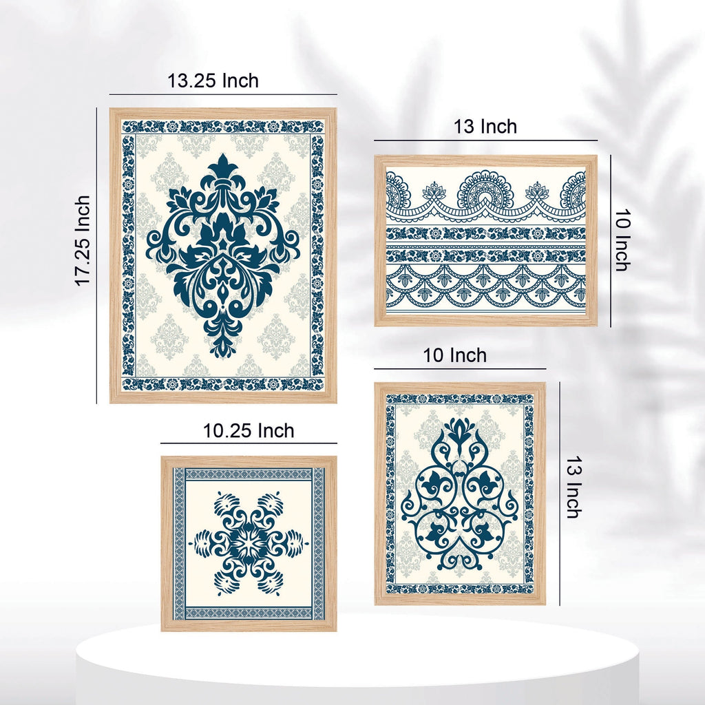 Traditional Artistic Pattern Art Wall Frame Set of Four – Vibecrafts