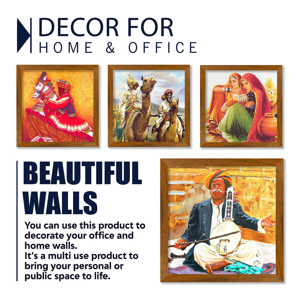 Traditional Rajasthani Culture Wooden Wall Frame Set of Four – Vibecrafts