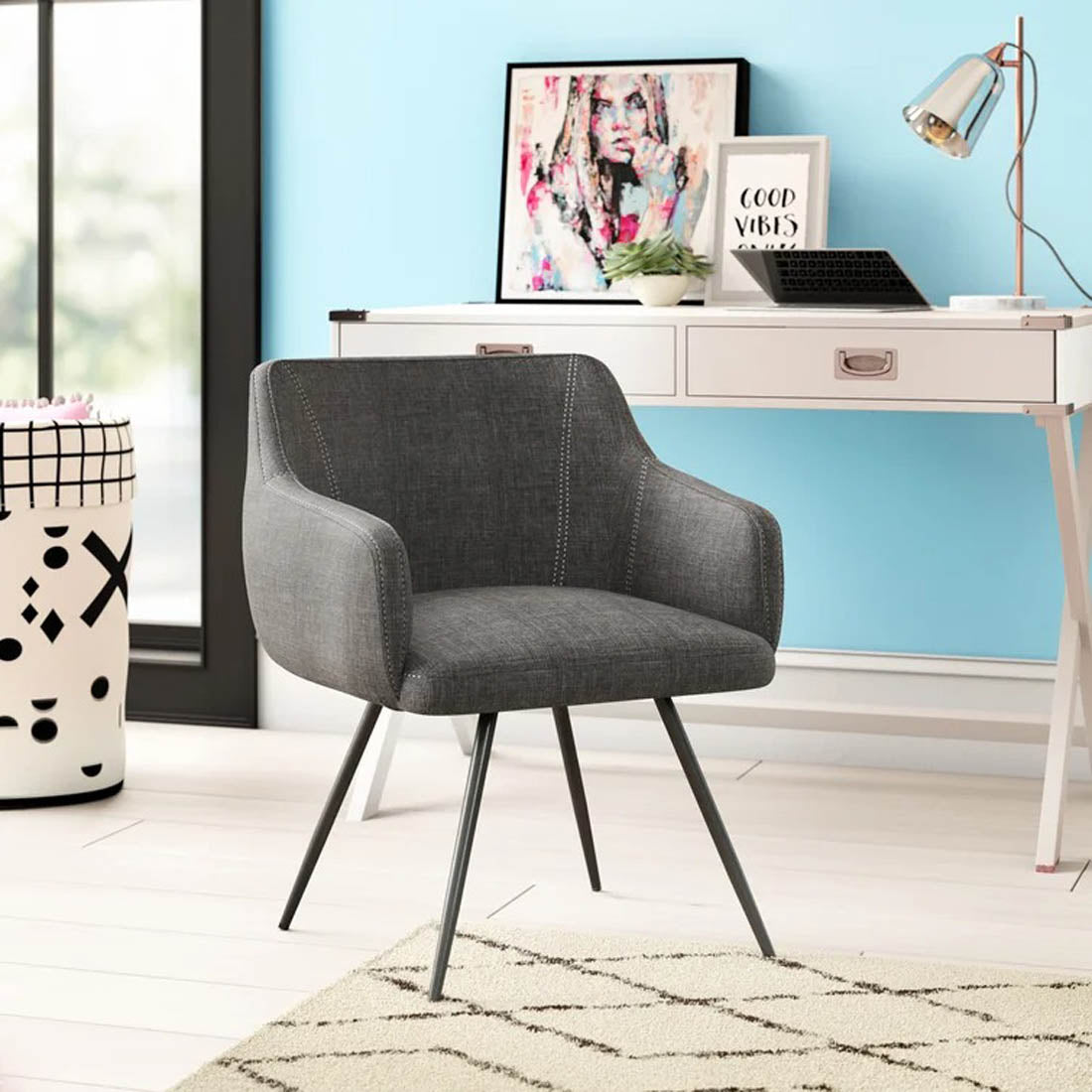 Aesthetic Grey Velvet Classic Accent Chair – Vibecrafts