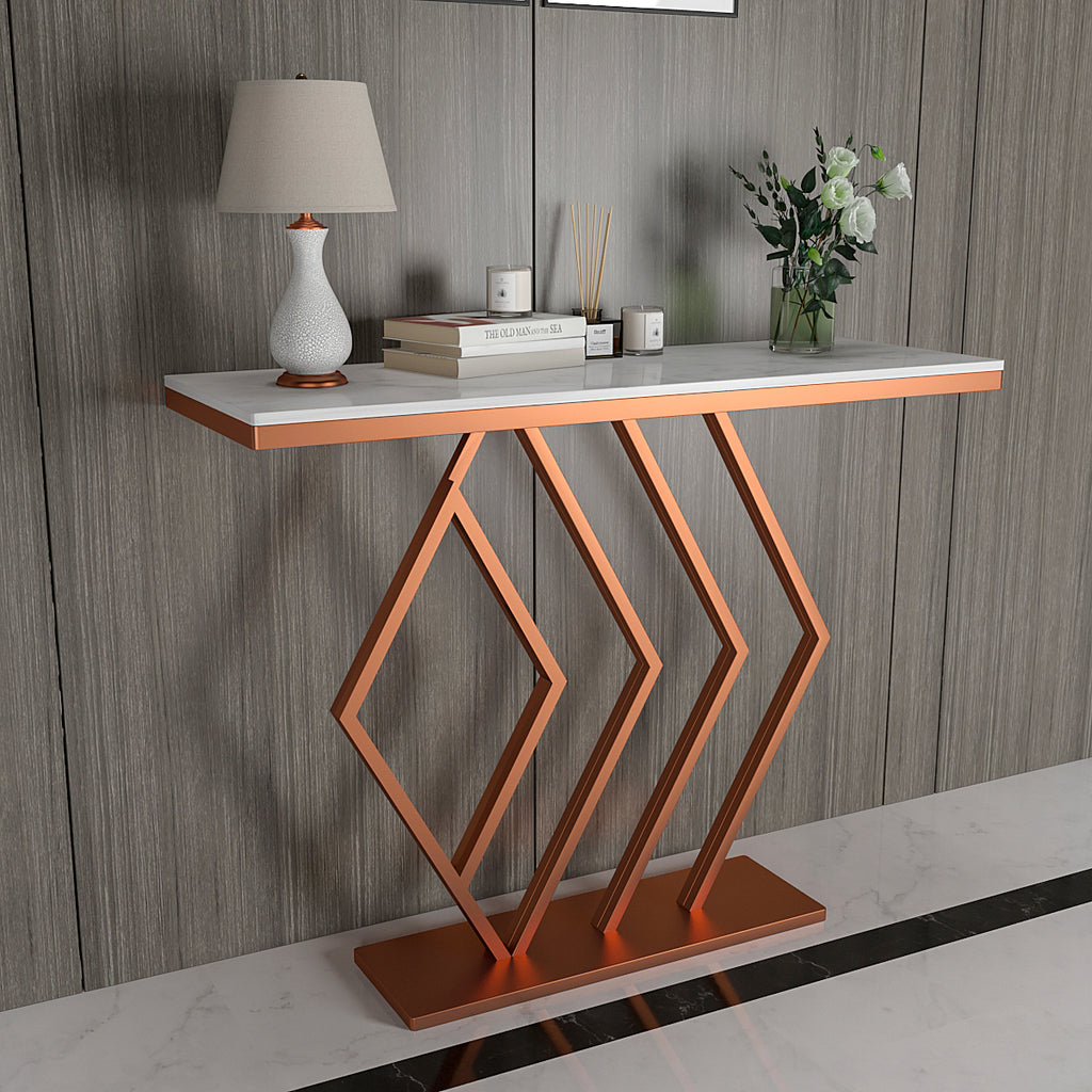 Classic Design Copper Console Table in Geometric Pattern – Vibecrafts