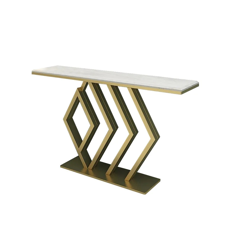 Classic Design Golden Console Table in Geometric Pattern – Vibecrafts