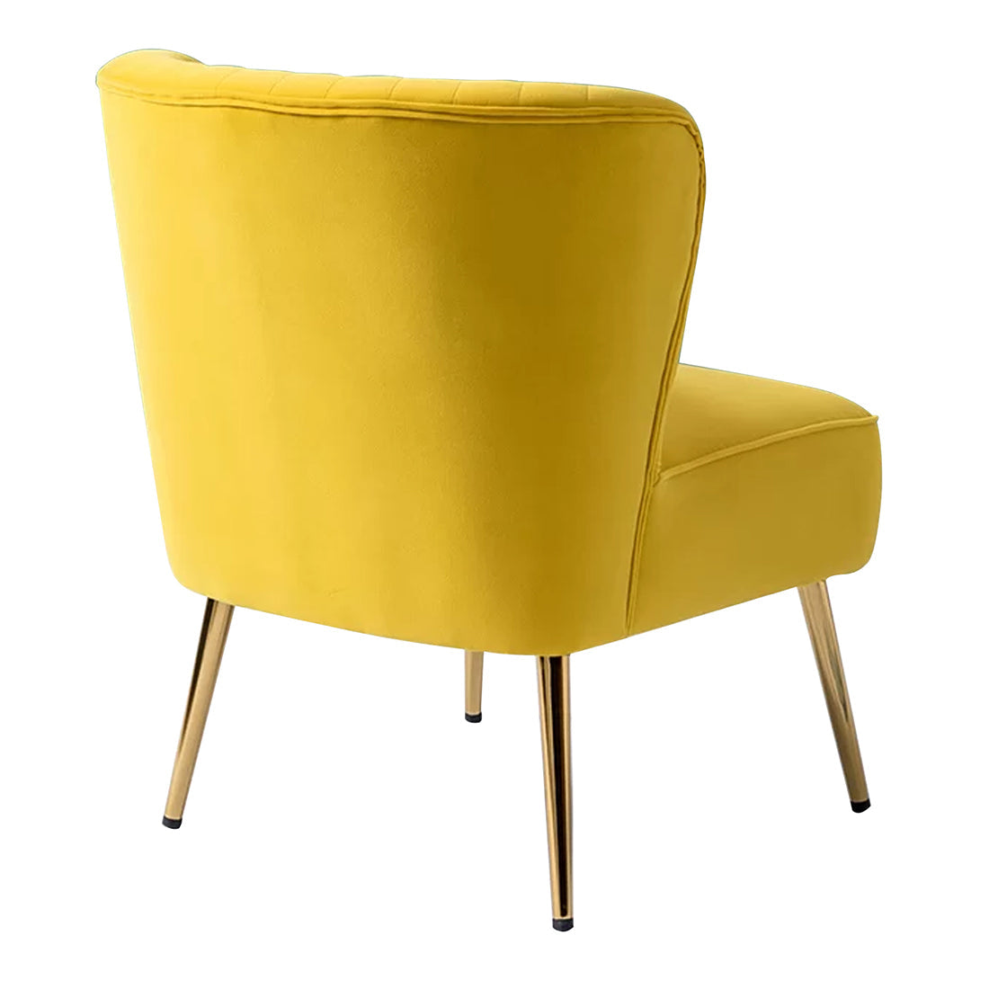 Classic Style Curved Back Yellow Velvet Accent Chair