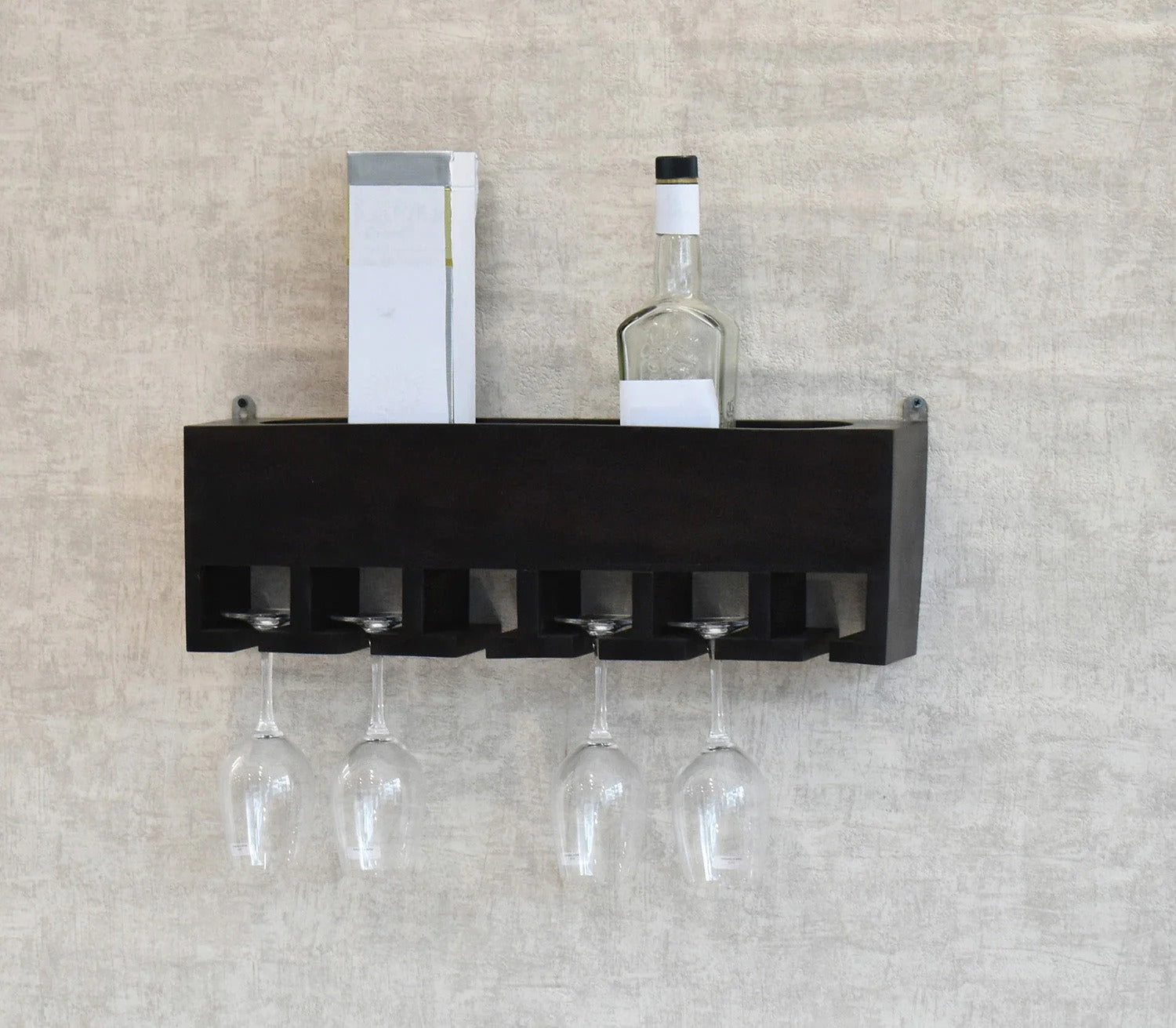 Dark Color Walnut Wood Wall Mounted Mini Bar Shelf – Vibecrafts