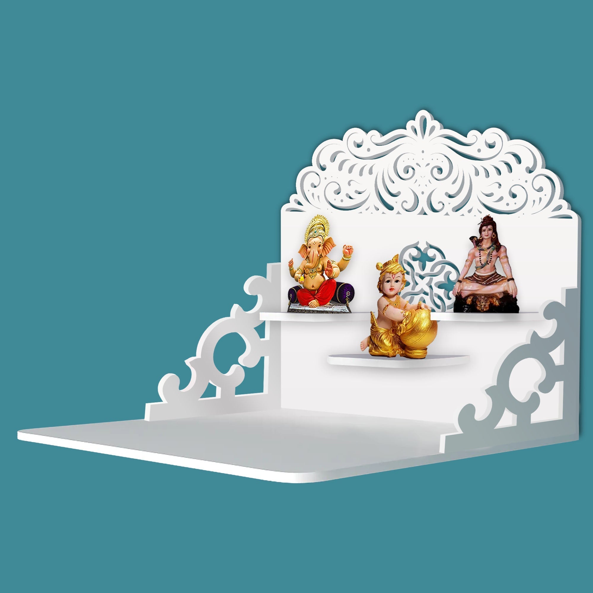 Designer Aesthetic Pattern Wall Hanging Wooden Temple/ Pooja Mandir De ...