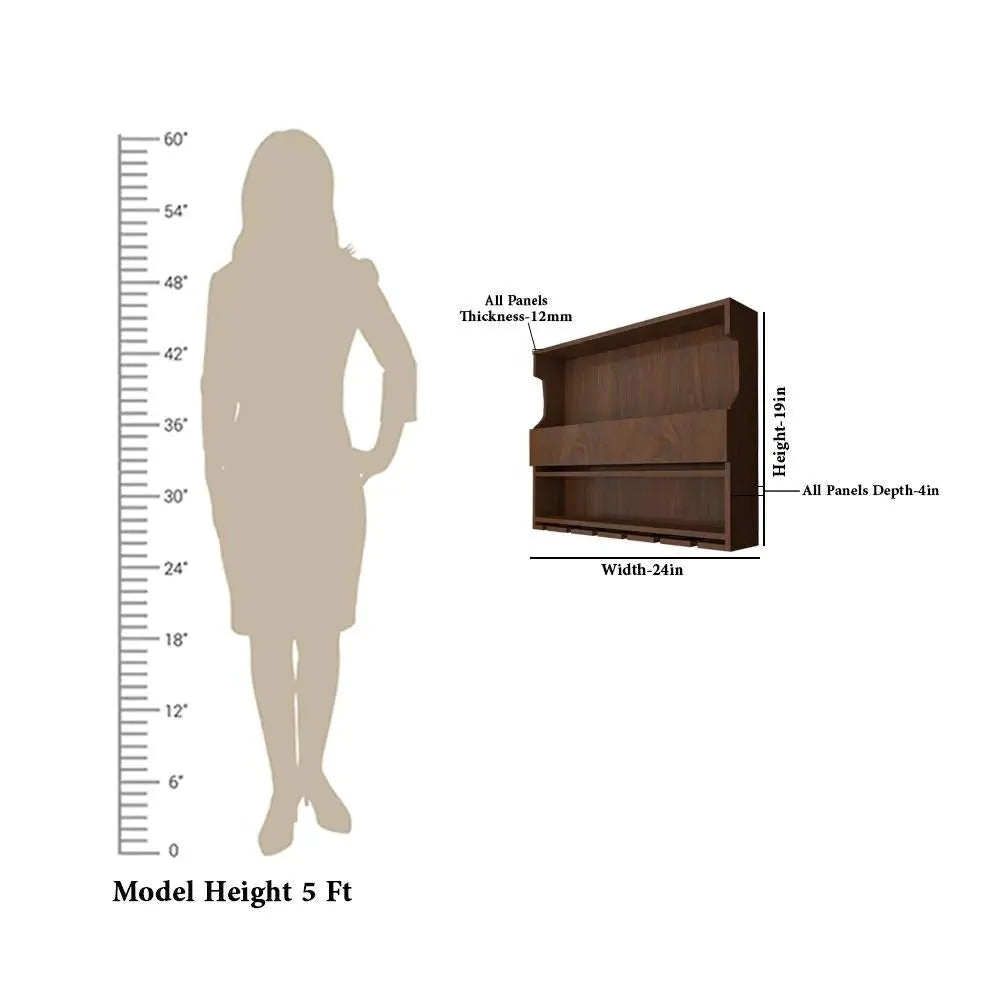 Exquisite Design Backlit MDF Mini Bar Shelf in Walnut Finish – Vibecrafts