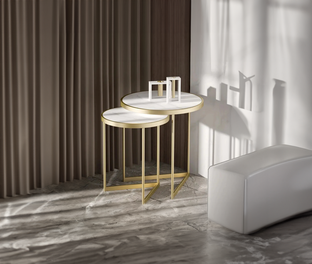 Golden Duo Metal Nesting Side Tables Set of 2 – Vibecrafts