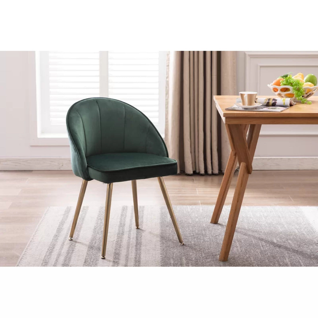 Golden Legged Royal Green Velvet Accent Chair – Vibecrafts