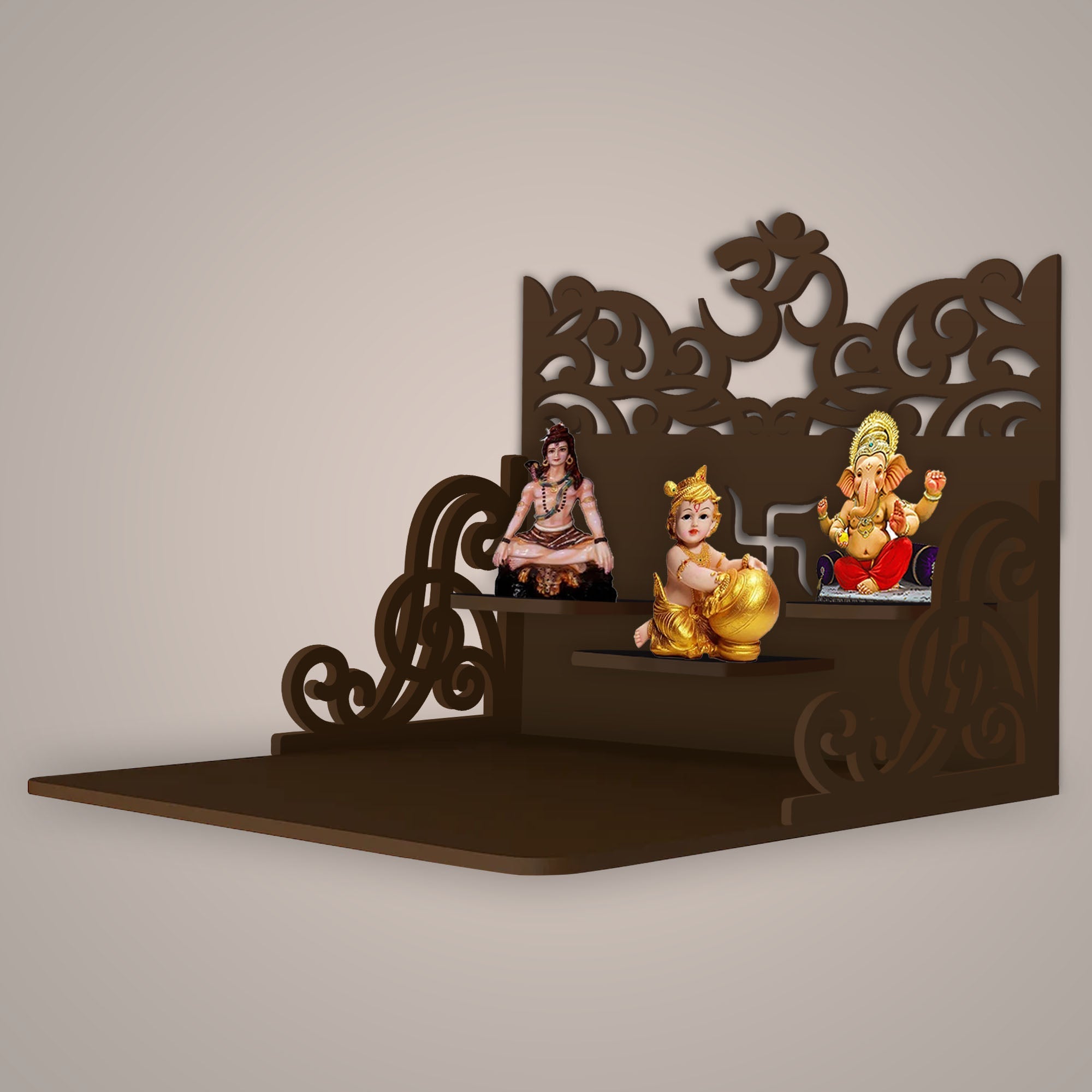Hindu Holy Symbol of OM Design Art Wall Hanging Wooden Temple/ Pooja M ...