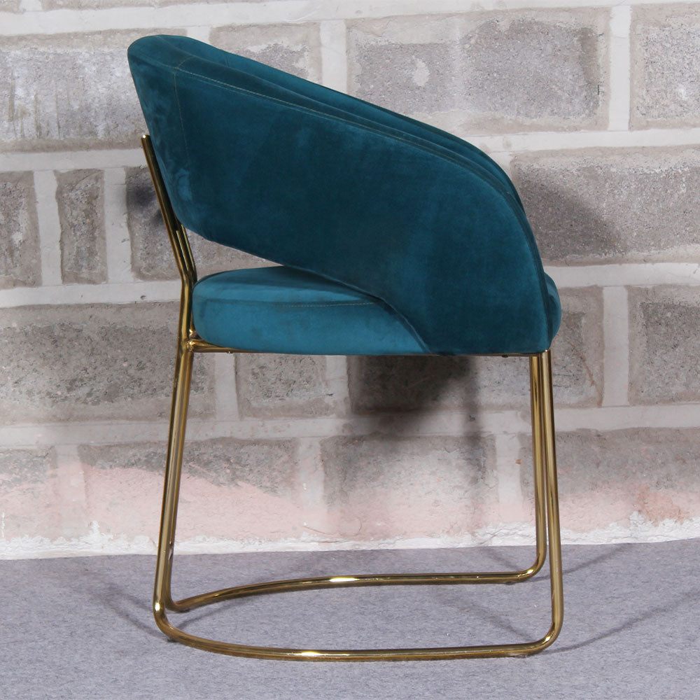 Luxe Blue Color Comfort Seating Velvet & Iron Dining Chair