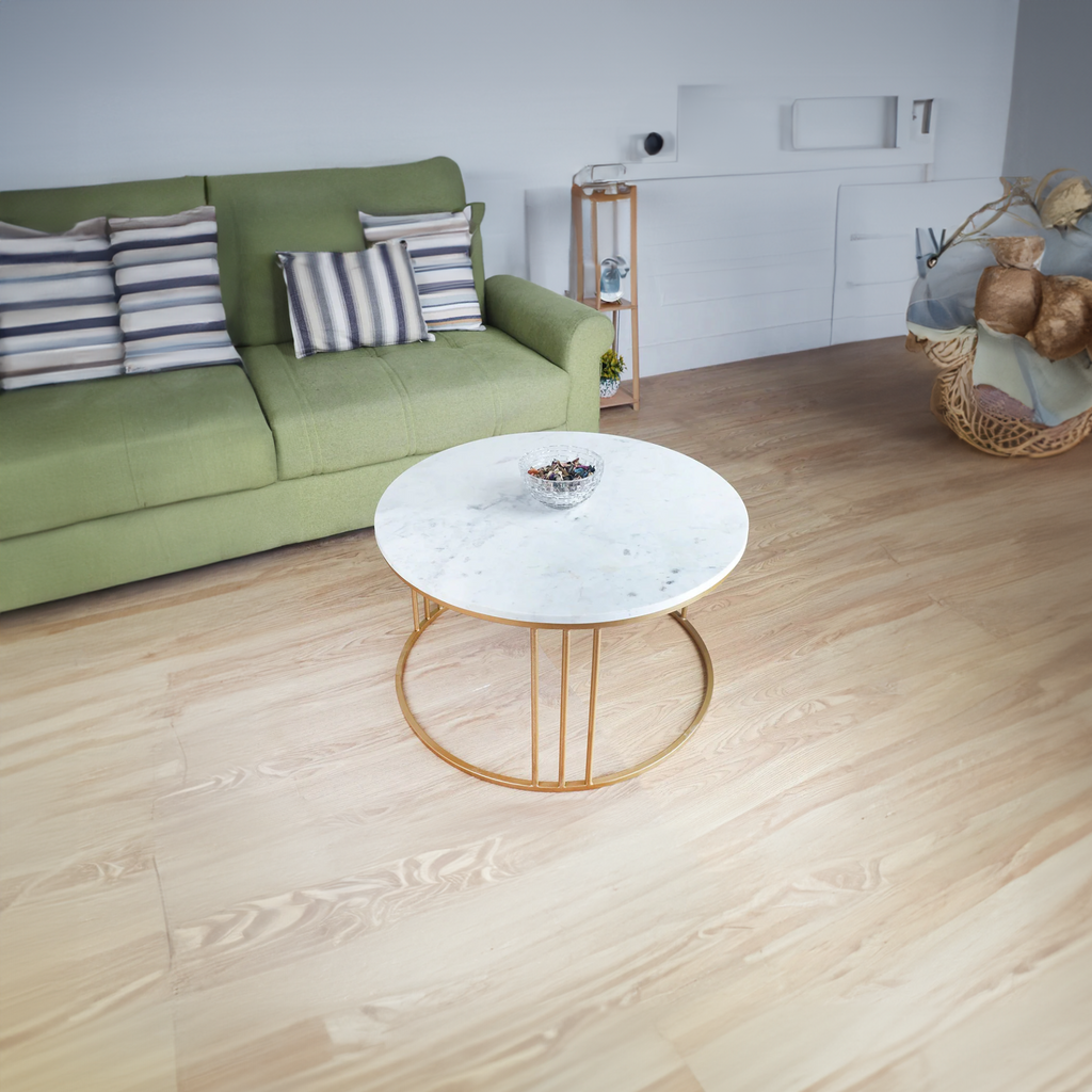 Luxury Round Marble White Matte Finish Metal Center Table – Vibecrafts