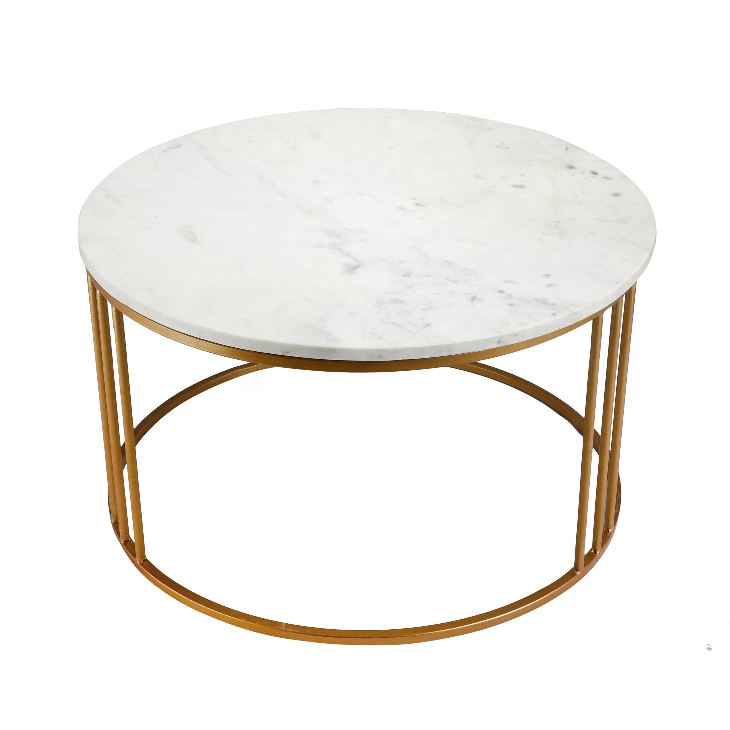 Luxury Round Marble White Matte Finish Metal Center Table – Vibecrafts