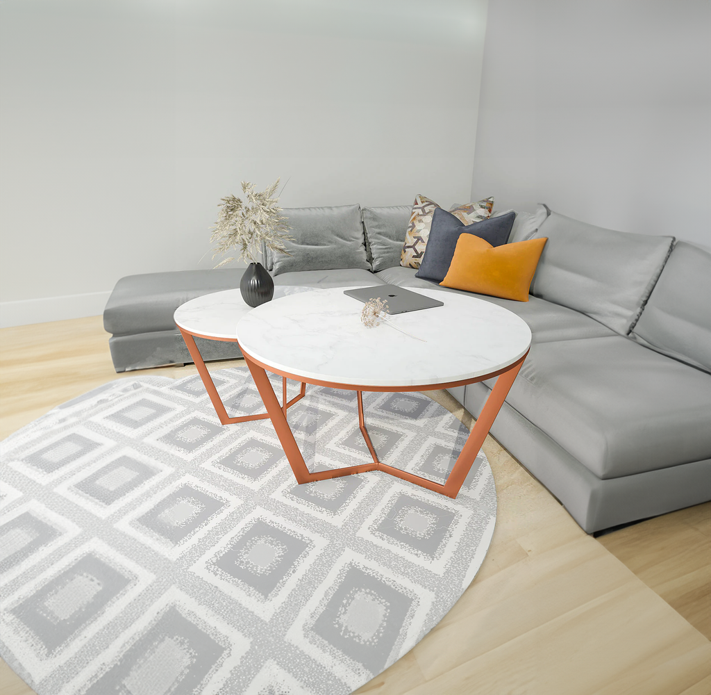 Metallic Nesting Center Tables of Copper Luxe Base Set of 2 – Vibecrafts