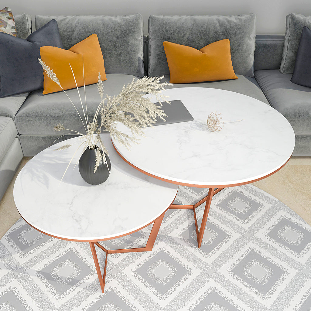 Metallic Nesting Center Tables of Copper Luxe Base Set of 2 – Vibecrafts