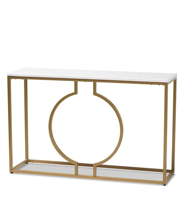 Metallic Ring Console Table with White Marble Table Top – Vibecrafts