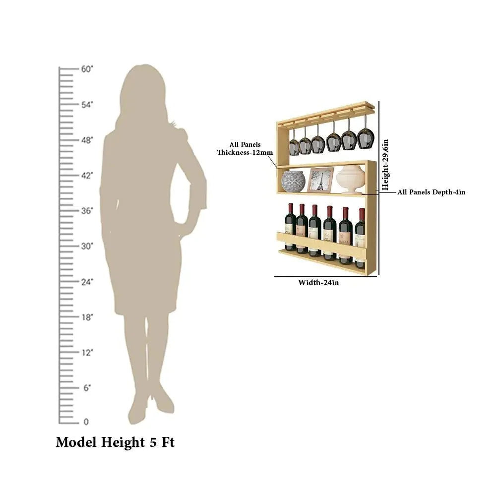 Modern Design Backlit MDF Bar Wall Shelf / Mini Bar Shelf in Light Oak ...