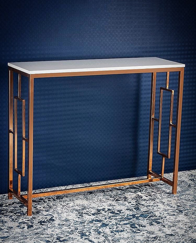 Modern Design Console Table with Copper Metal Finish – Vibecrafts