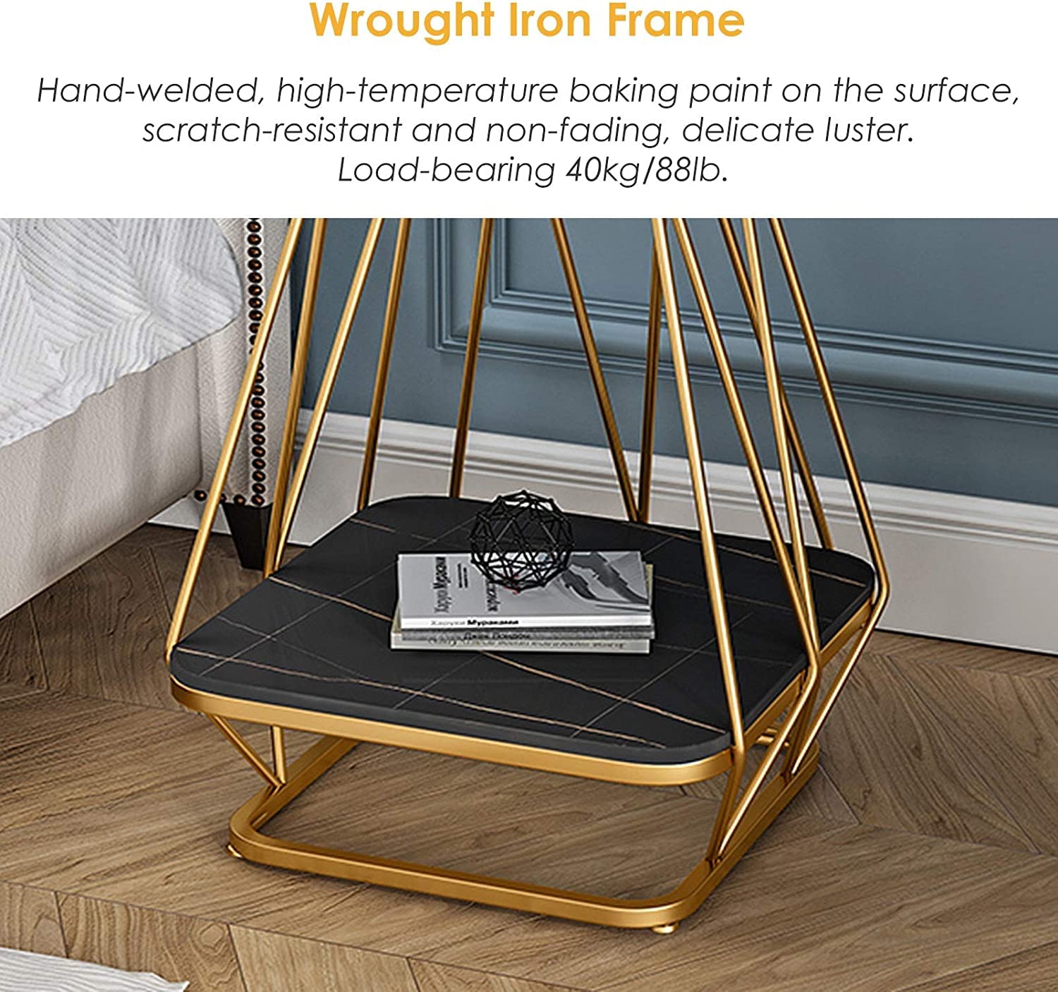 Modern Square Shaped Creative Artistic Golden Metal Finish with Black ...