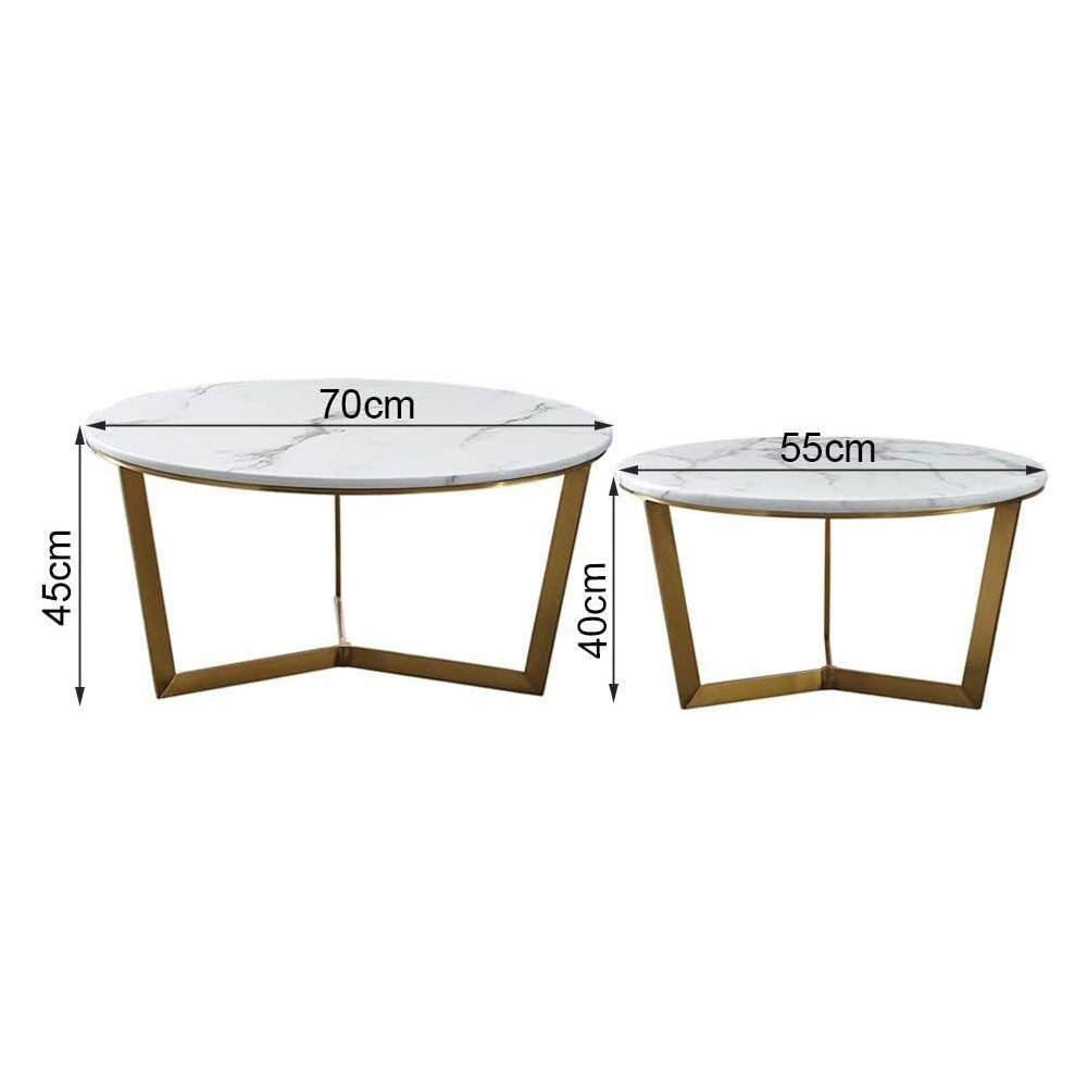 Premium Metallic Nesting Center Tables in Golden Luxurious Base Set of ...