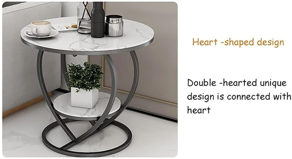 Premium Modern Heart Shaped Black Metal Finish with White Marble Night ...