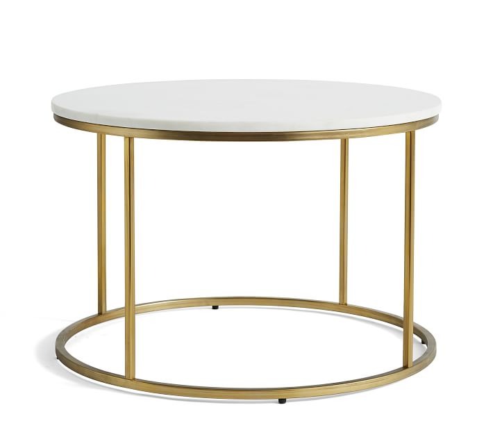 Premium White Marble Round Shaped Golden Stand Center Table – Vibecrafts