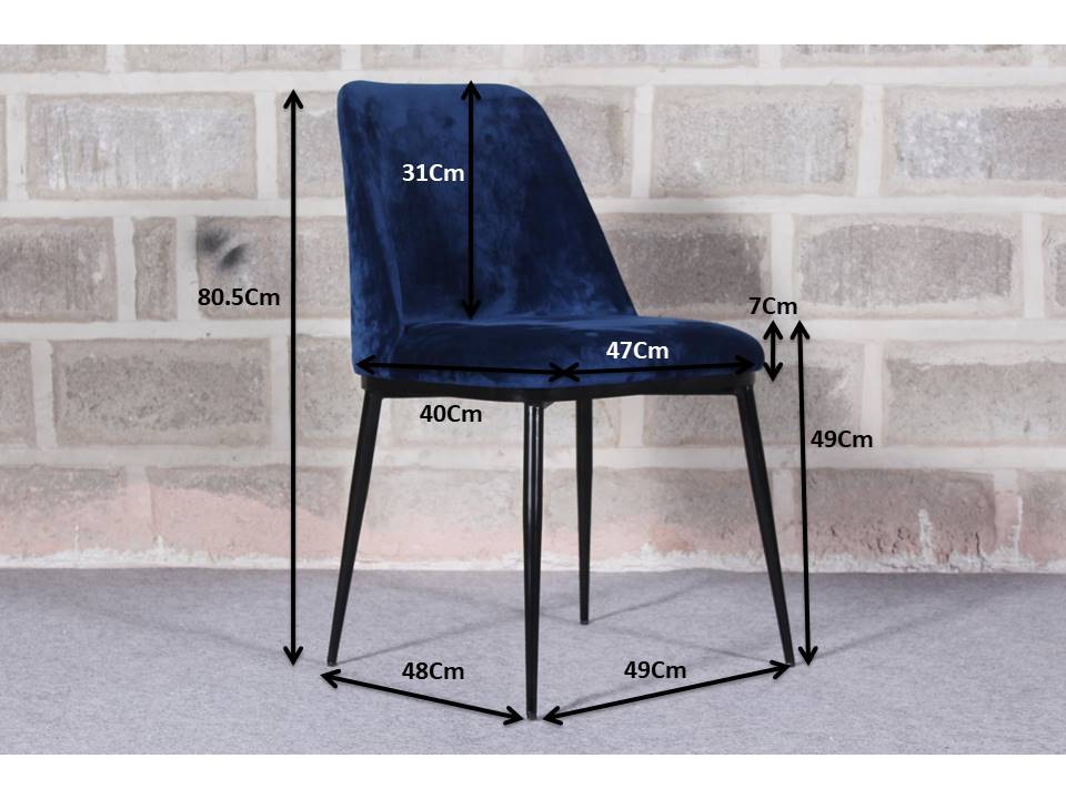Royal Blue Color Velvet & Iron Dining Chair