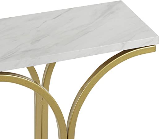 Sleek Entryway Elegance Rectangular White Marble Console Table – Vibecrafts