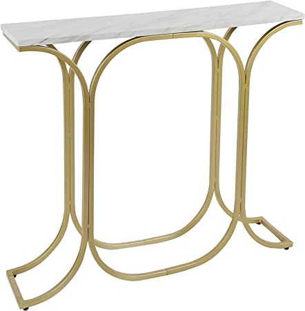 Sleek Entryway Elegance Rectangular White Marble Console Table – Vibecrafts