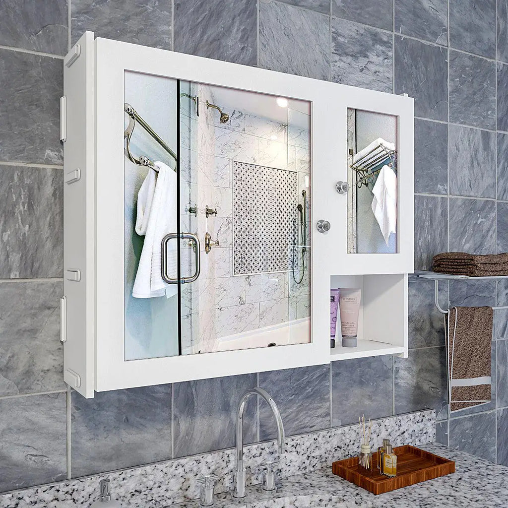 Sturdy Premium Wooden Bathroom Storage Cabinet with Mirrors & 5 Spacio ...