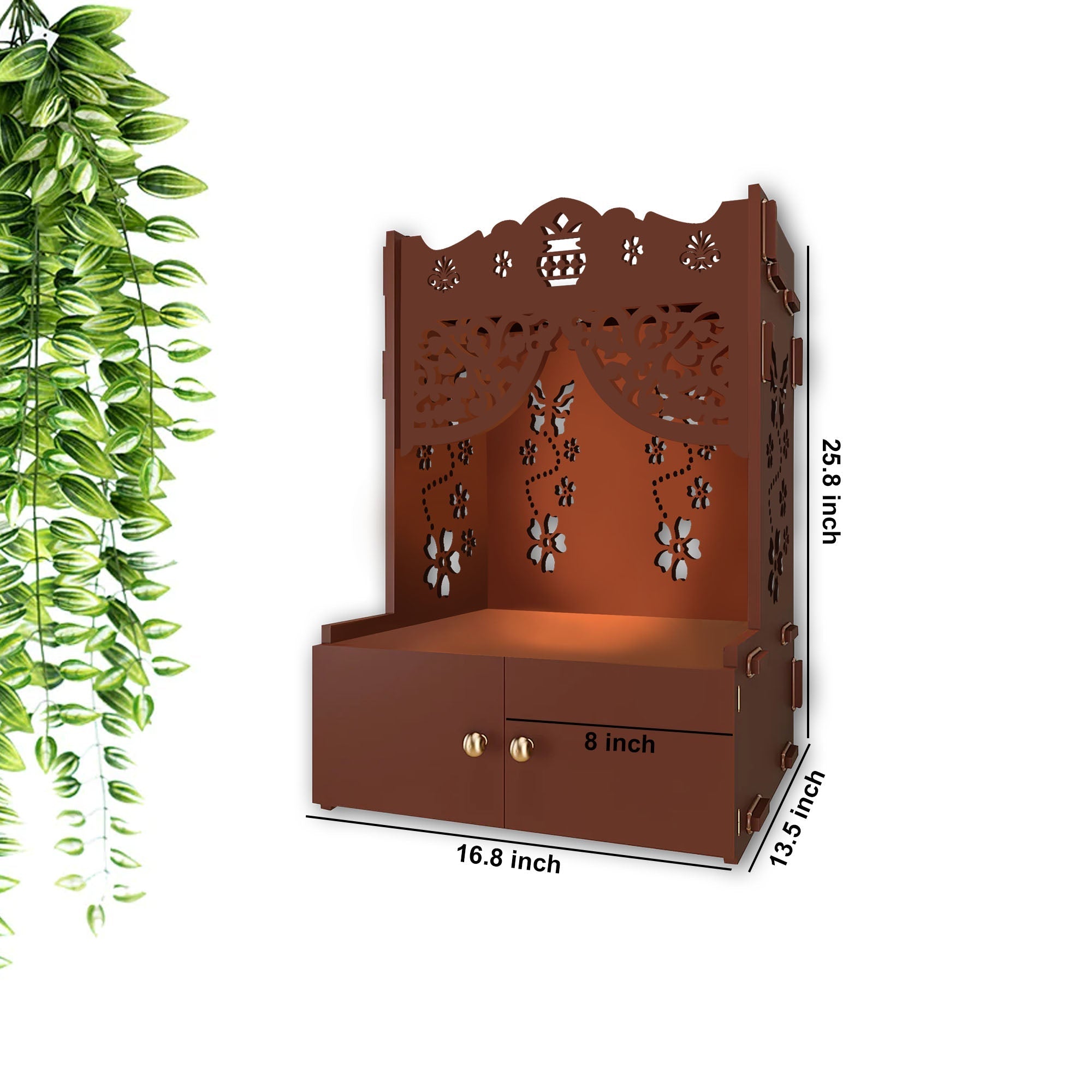 Swastika Kalash Symbol of Hindu Religious Brown Wooden Wall Temple for ...