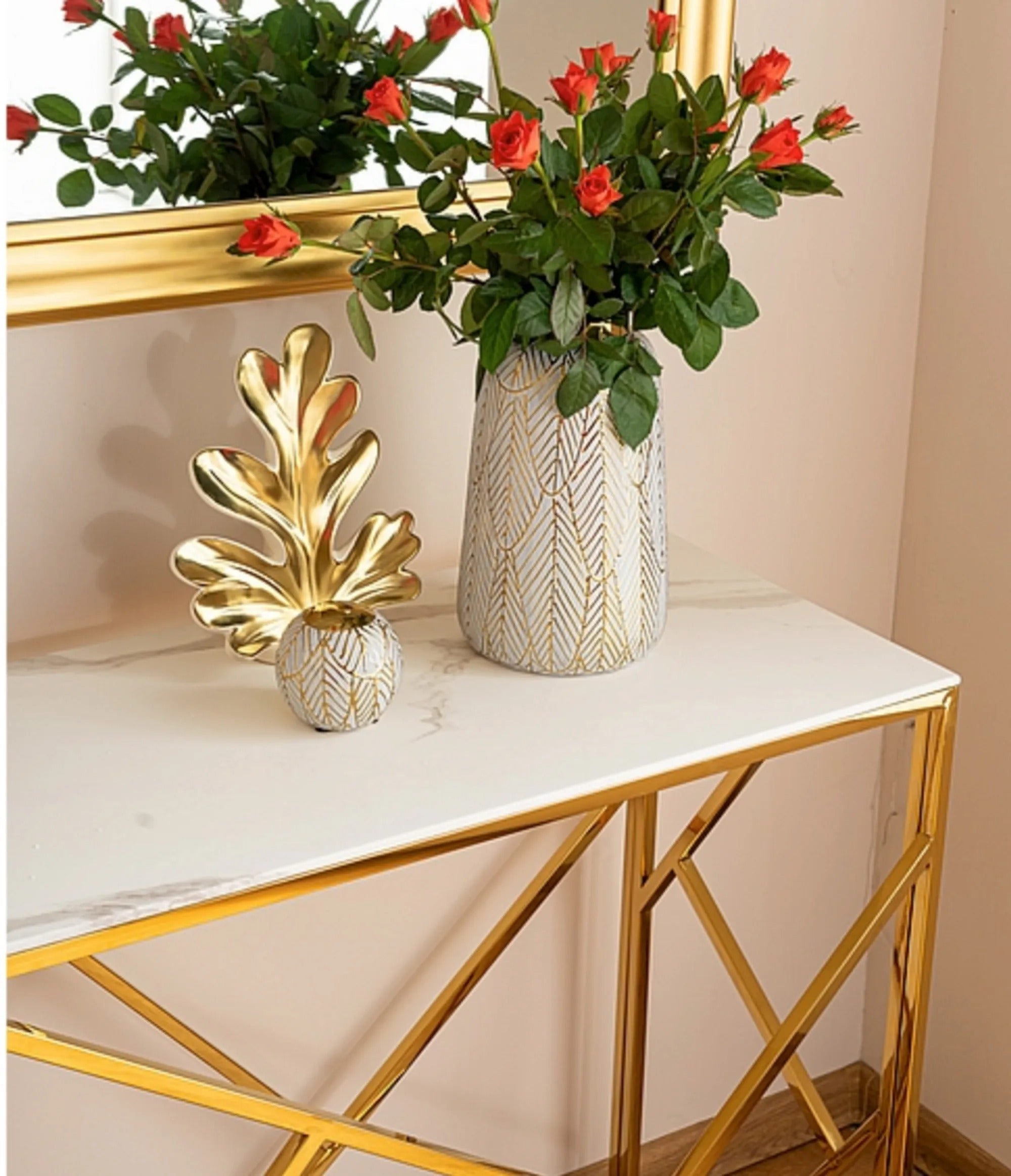 White Tempered Minimalist Stylish Console Table – Vibecrafts