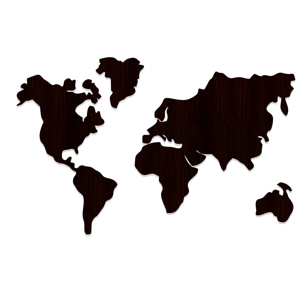 World Map Backlit Wooden Wall Decor with LED Night Light Walnut Finish ...