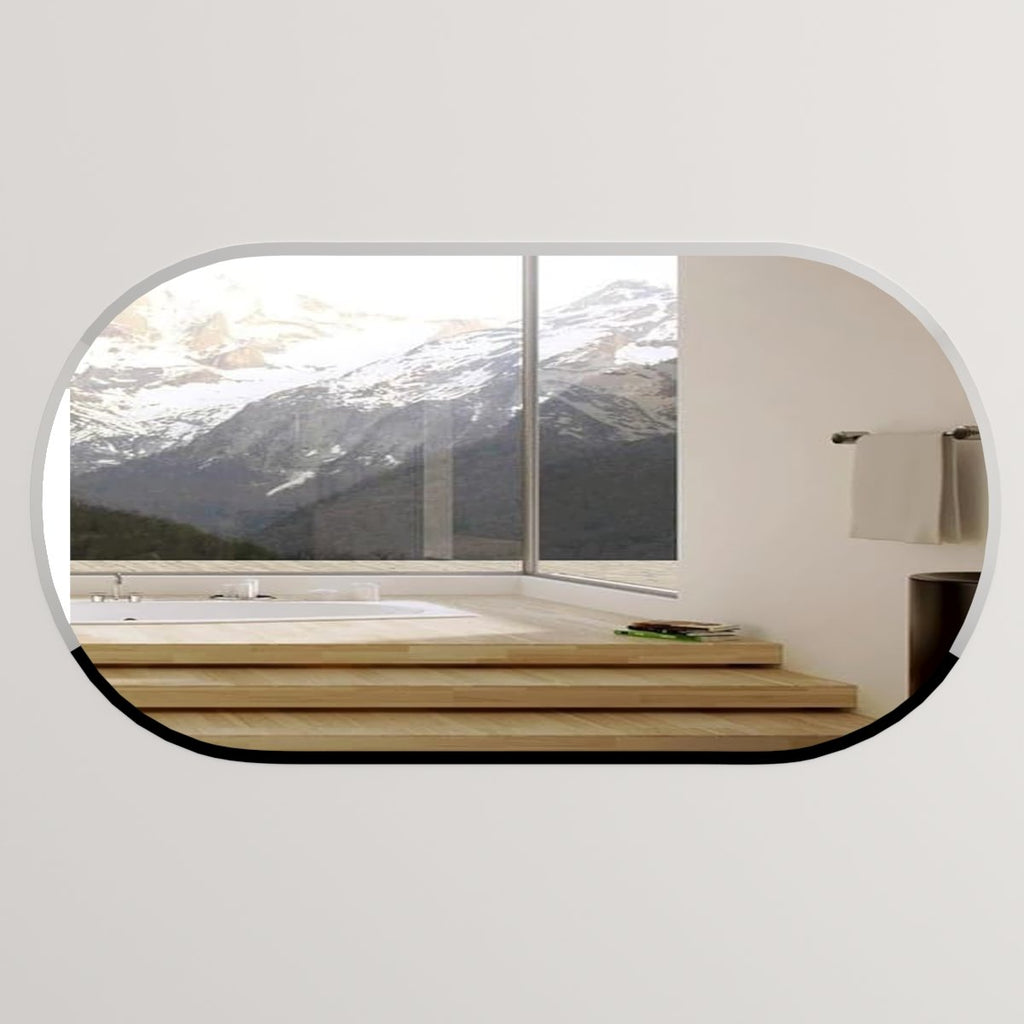 Scandinavian Frameless Beveled Capsule shaped Bathroom Mirror – Vibecrafts
